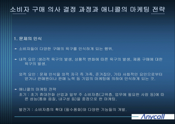[애니콜 마케팅]애니콜 마케팅분석