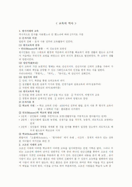 교육의 역사 레포트 자료
