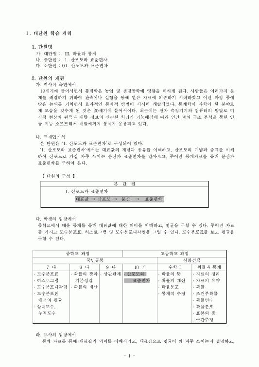 지도안수학통계
