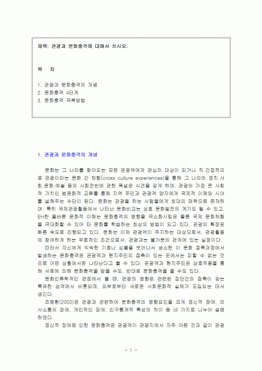 관광과 문화충격