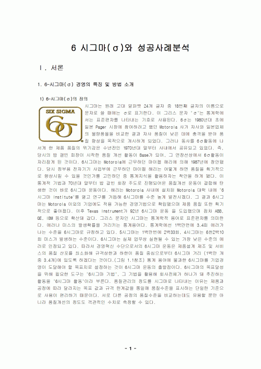 6시그마와 성공사례분석
