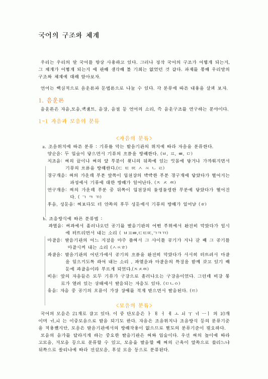 국어의 구조와 체계