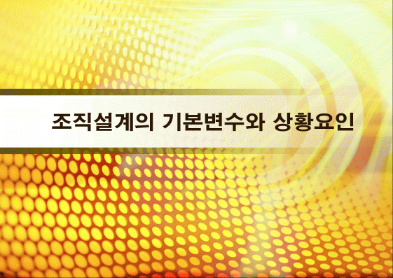 [조직설계]조직설계의 기본변수와 상황요인