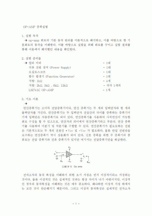op amp 증폭실험에 대한 예비레포트