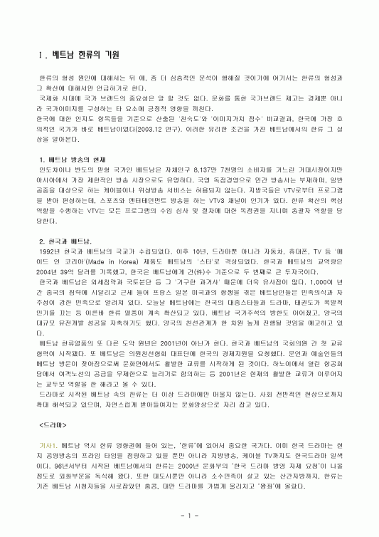 [한류문화현상]베트남에서의 한류 형성 배경과 원인 그리고 한류형상 조사