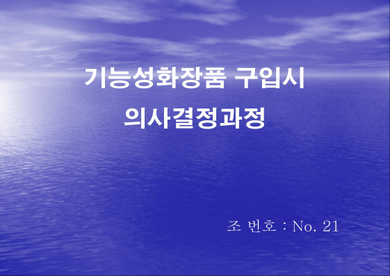 기능성화장품 구입시 의사결정과정