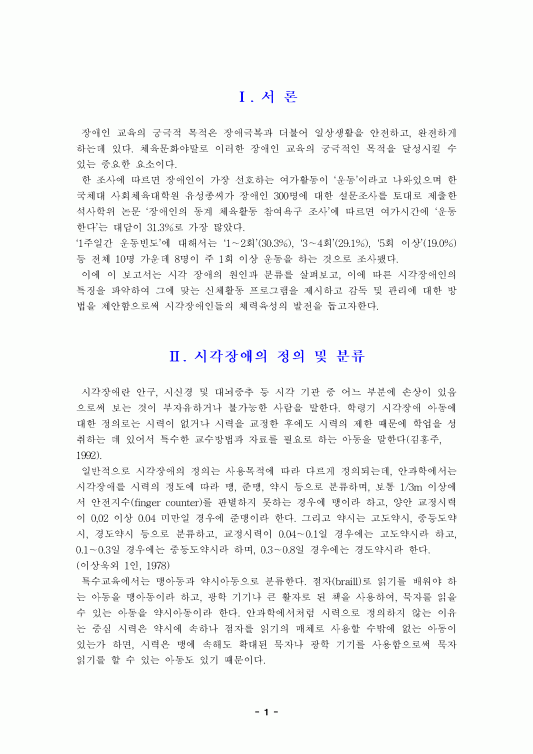 특수체육(시각장애)