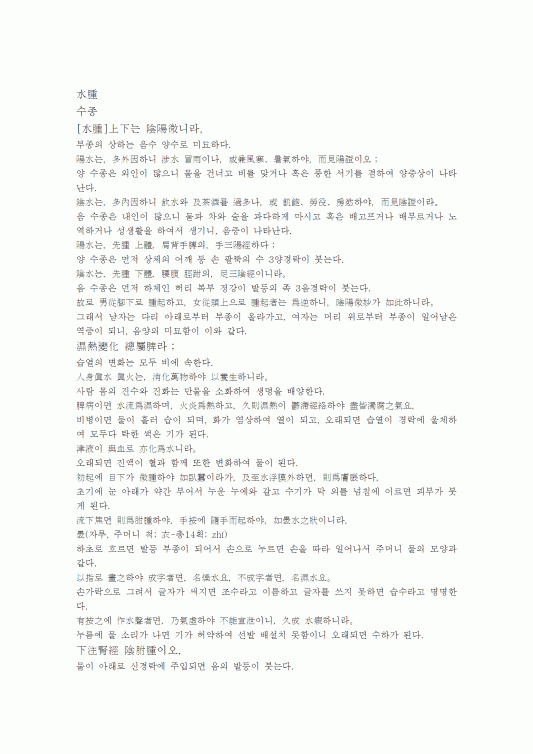 의학입문 잡병분류 습류 水腫부종