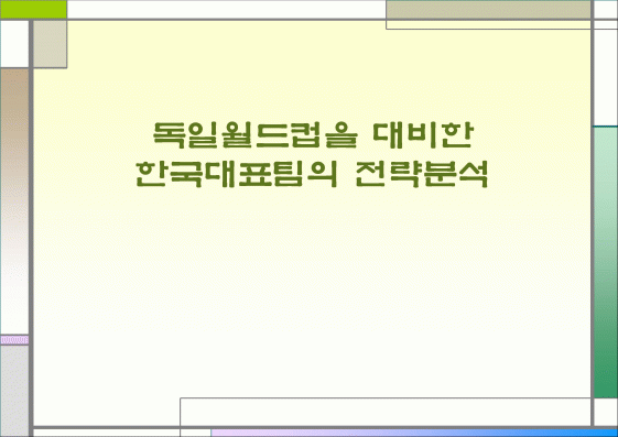 독일월드컵을 대비한 한국대표팀의 전략분석