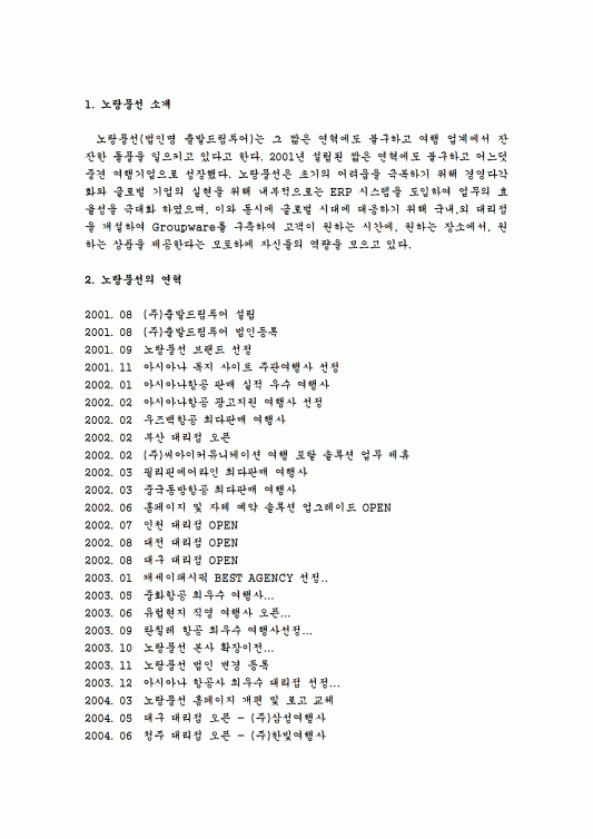 여행사 웹 사이트 분석(노랑풍선)