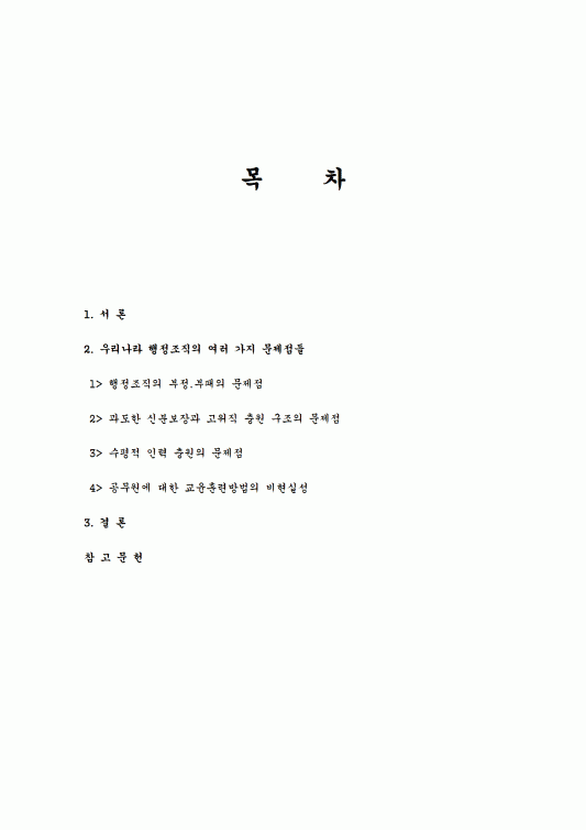 우리 나라 행정의 문제점과 해결 방안
