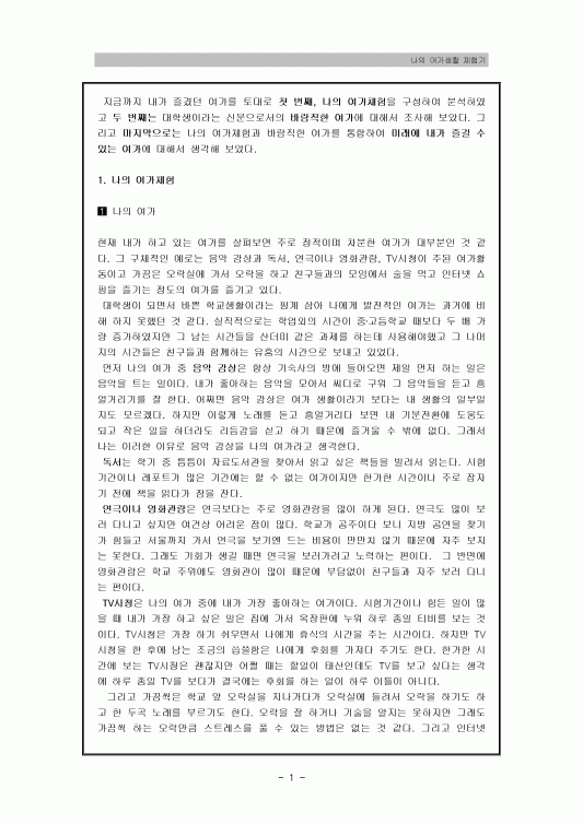 나의 여가체험