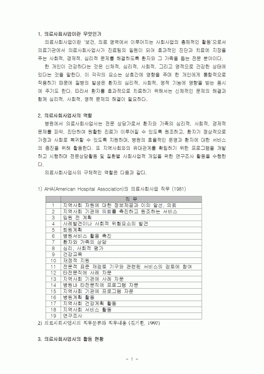 의료사회사업에 대하여
