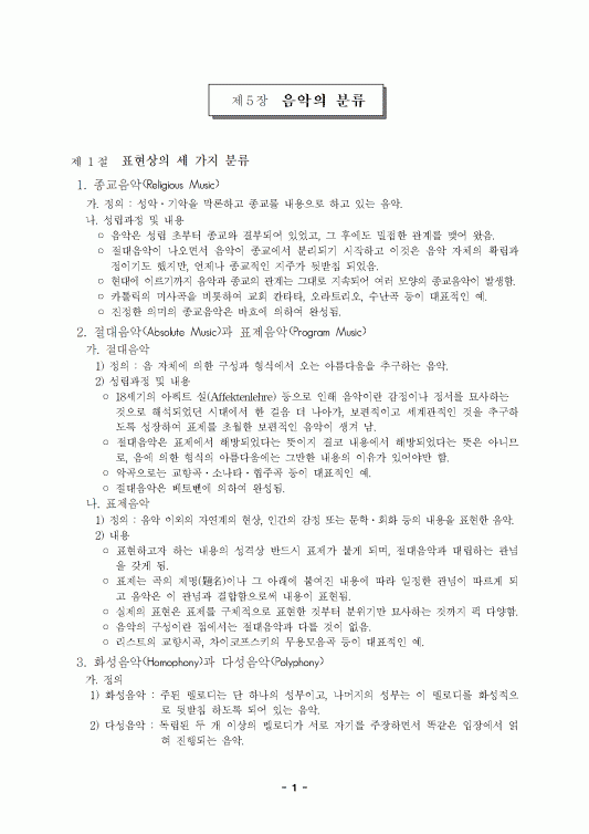 음악의 분류 레포트 자료