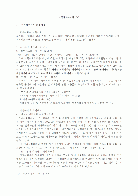 지역사회복지의 역사 [사회복지]