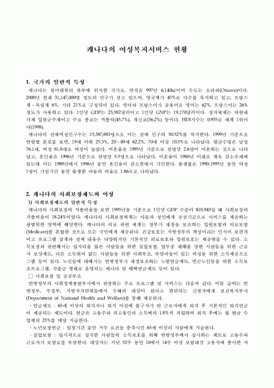캐나다의 여성복지서비스 현황