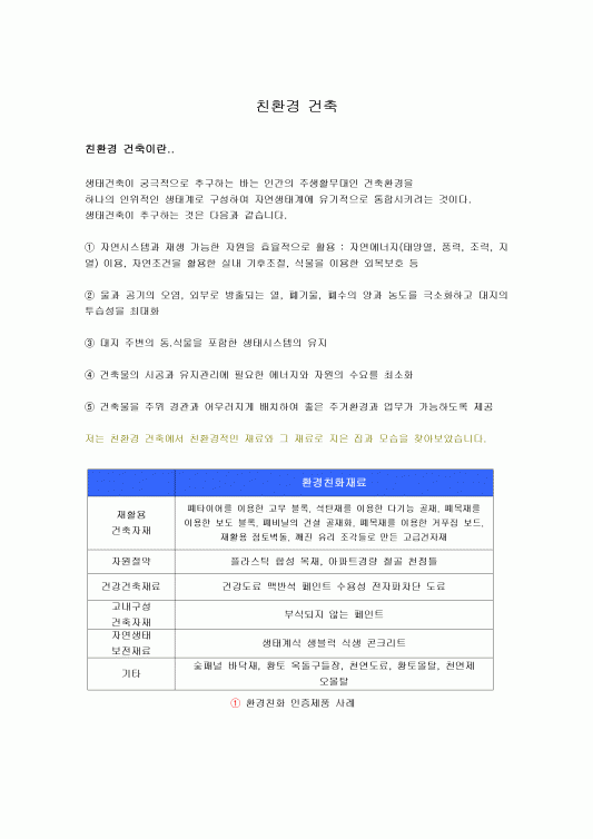 친환경 건축에 관하여
