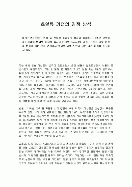 [경영학]초일류 기업의 경쟁 방식