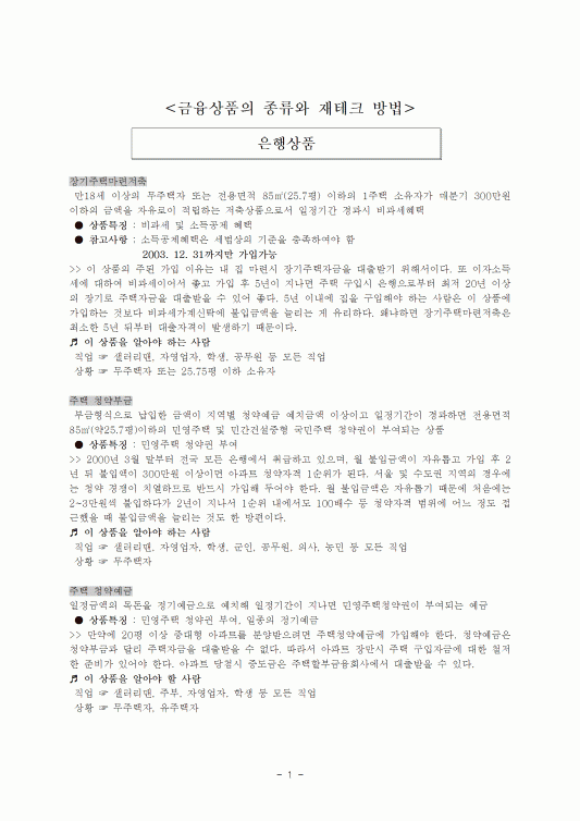 금융상품의 종류와 재테크 방법