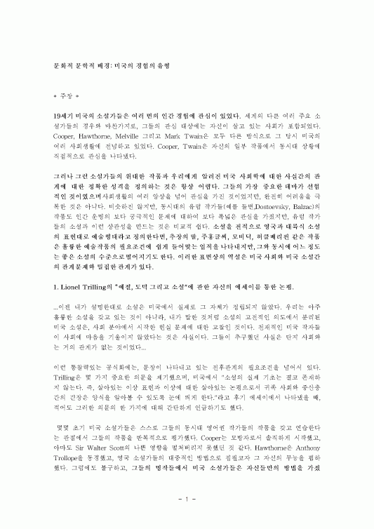 문화적 문학적 배경: 미국의 경험의 유형