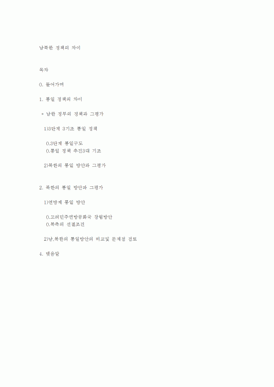 남북한 정책의 차이.