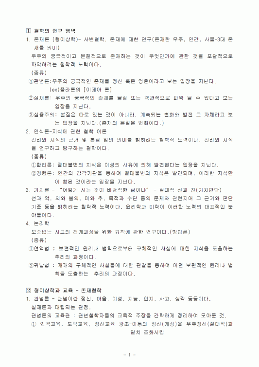 철학의 연구영역