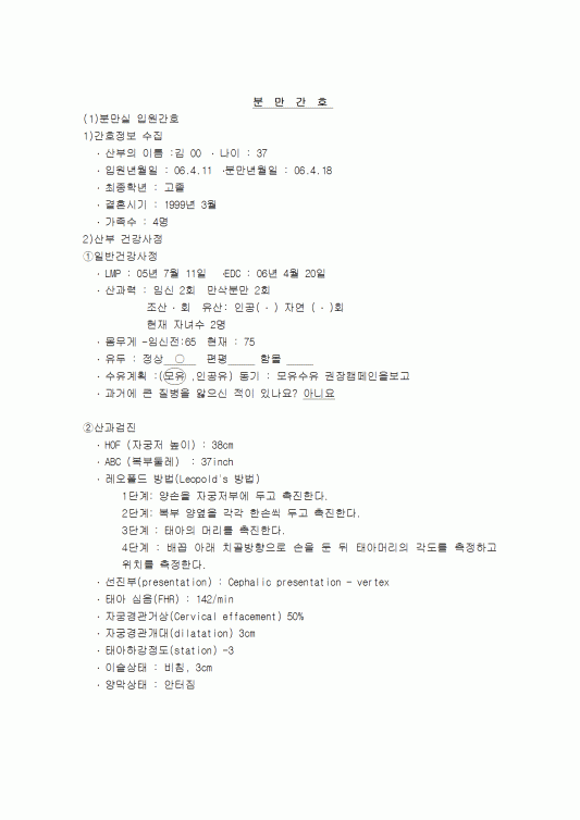 NSVD - 분만과정 및 간호