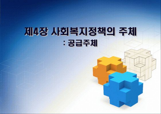 사회복지정책의 주체 (공급주체)