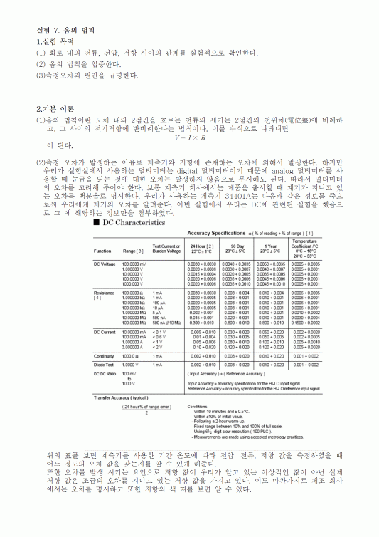 옴의 법칙과 측정 오차의 원인