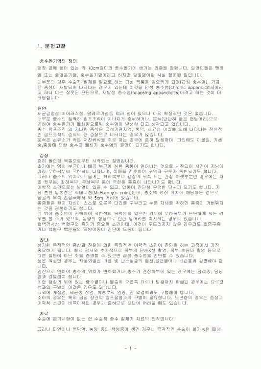 충수돌기염(Appendectitis)-성인간호학실습