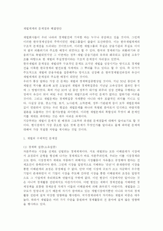 제벌체제의 문제점과 해결방안