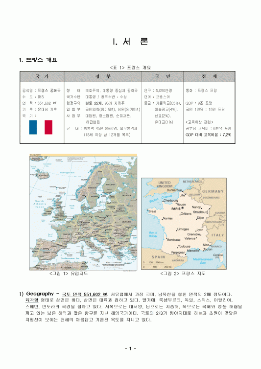 프랑스와 우리나라의 유아교육제도