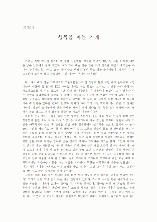 창작소설 - 행복을 파는 가게