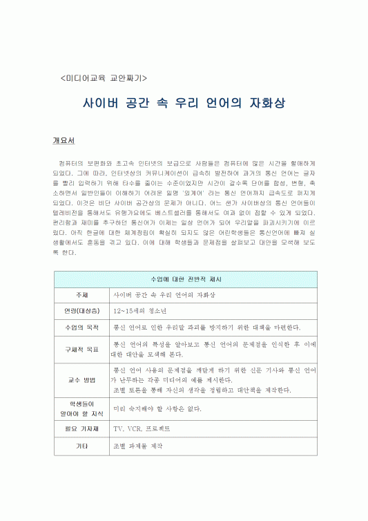인터넷 언어사용의 문제점과 대안