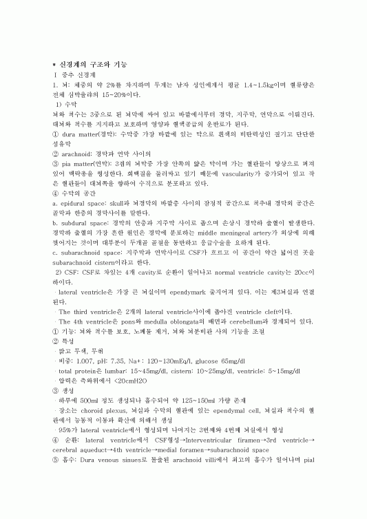 신경계의 구조와 기능 (중추, 말초, 자율 신경계)