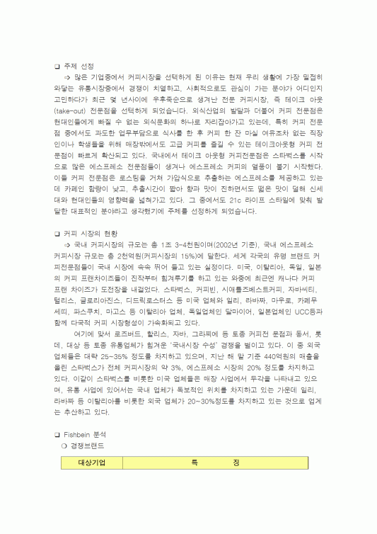 [인문과학] 커피빈의 마케팅 전략 분석