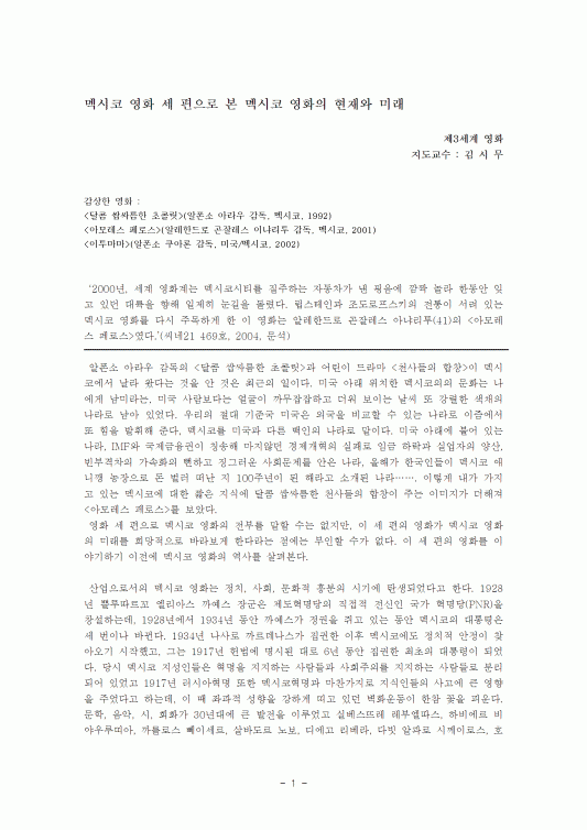 멕시코 영화 세 편으로 본 멕시코 영화의 현재와 미래