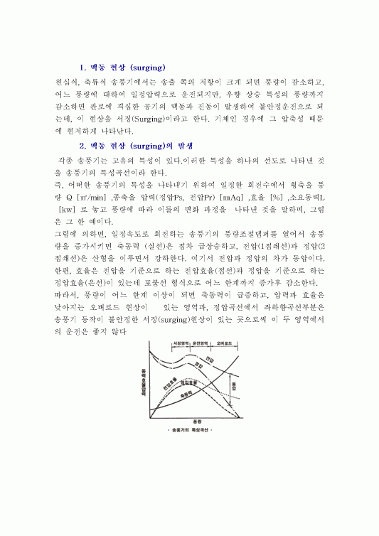 서징(surging)현상의 원인과 대책