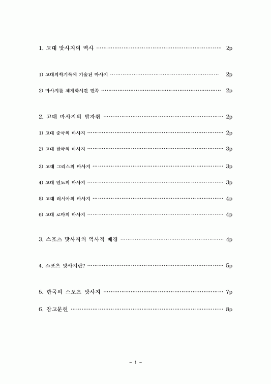 스포츠맛사지의 역사