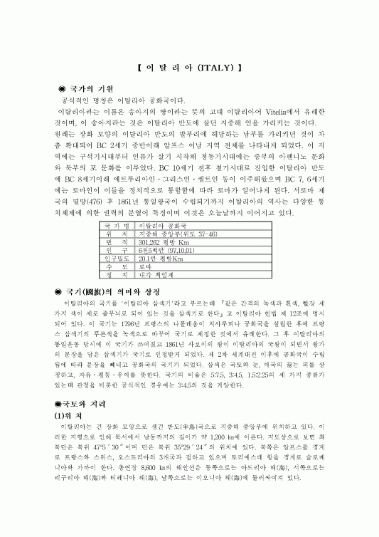 이탈리아에 대해서