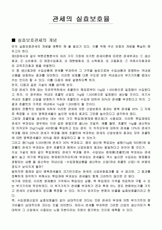 관세의 실효보호 관세율