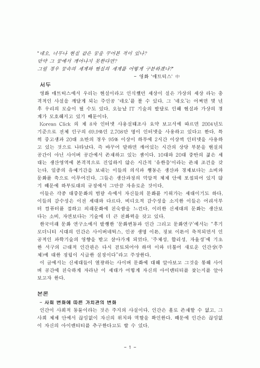 사이버 공간에서의 인간의 정체성