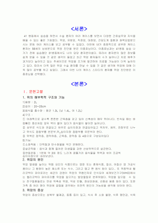 위암 케이스(간호과정)