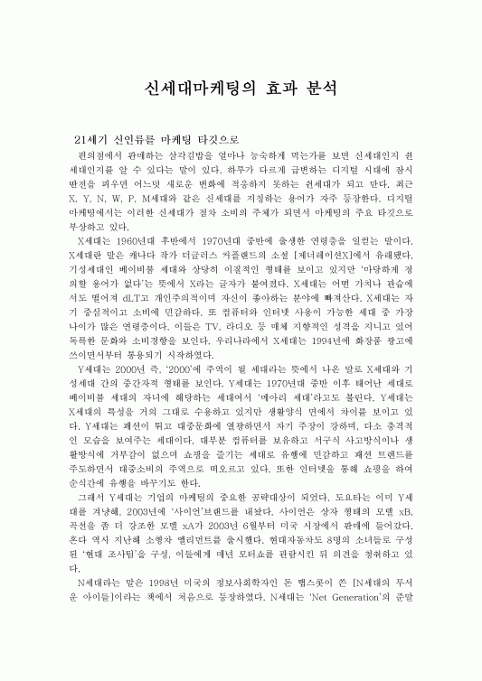 신세대마케팅의 효과 분석