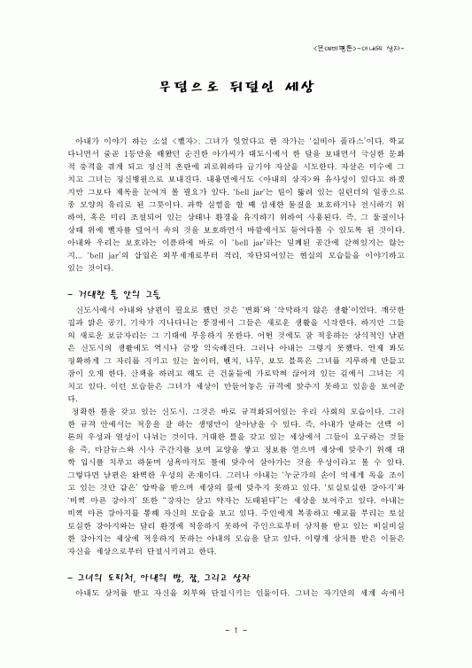 <아내의 상자> 비평문