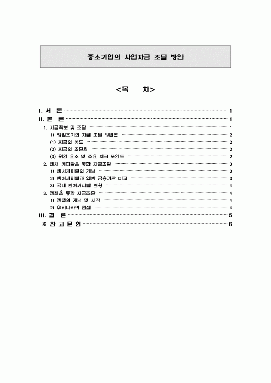 중소기업의 사업자금 조달 방안