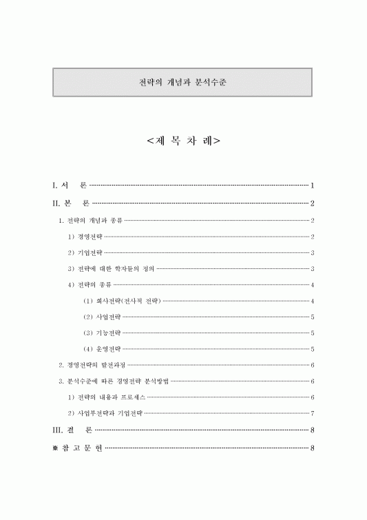 전략의 개념과 분석수준