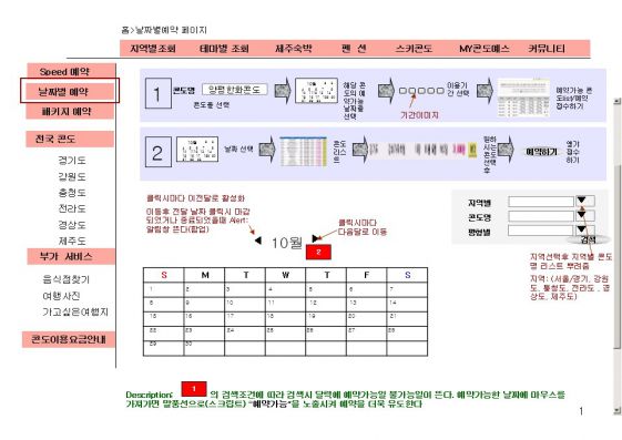 여행사의 온라인예약창 스토리보드