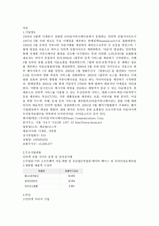 다음 기업분석