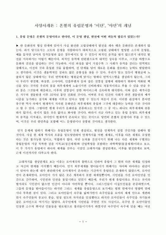 유럽의 혼혈성과 이단, 야만의 개념